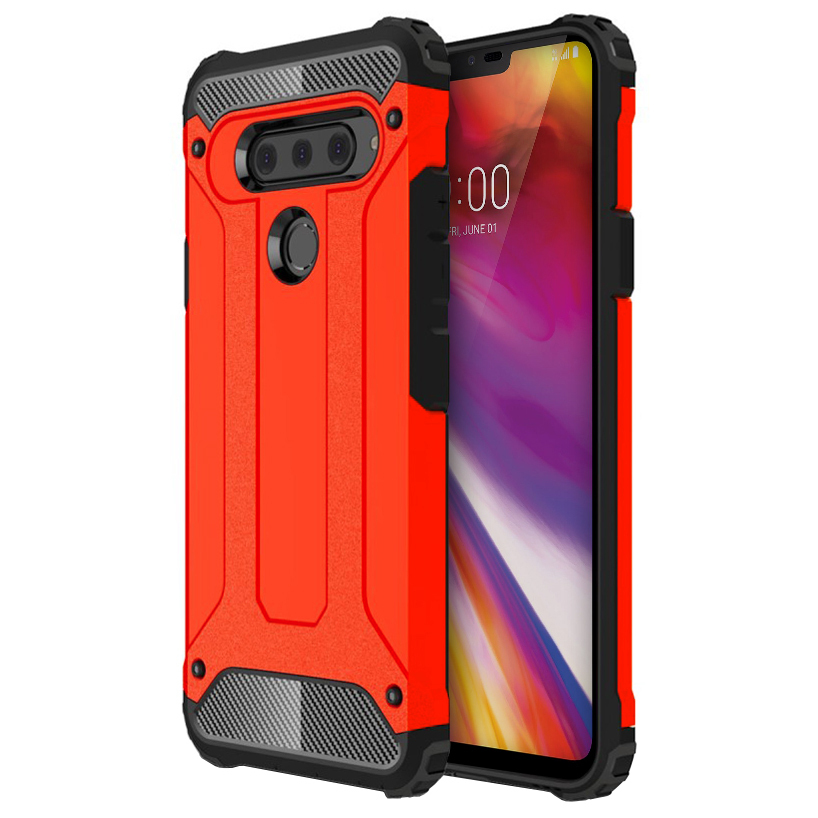 Military Defender Shockproof Case for LG V40 ThinQ (Red)
